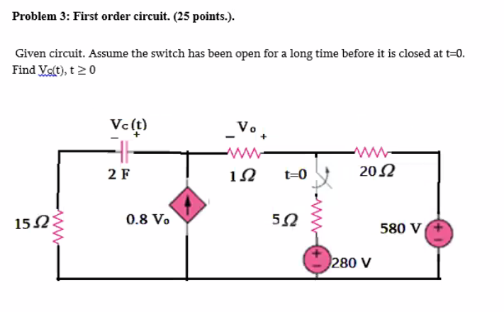 Solved Problem 3: First order circuit. (25 points.). Given | Chegg.com