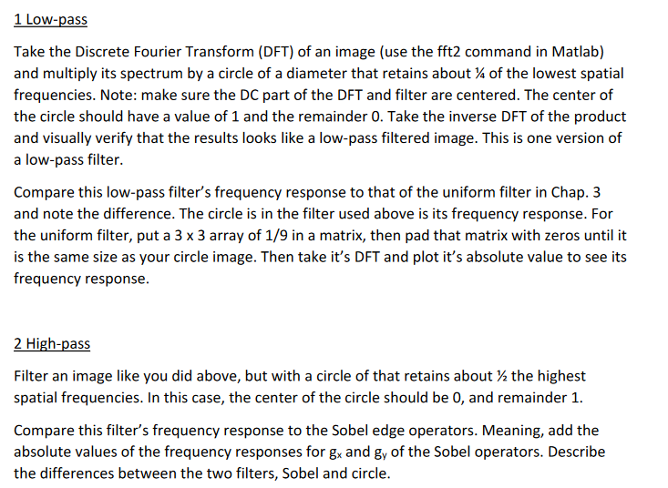 Solved 1 ﻿Low-passTake the Discrete Fourier Transform (DFT) | Chegg.com