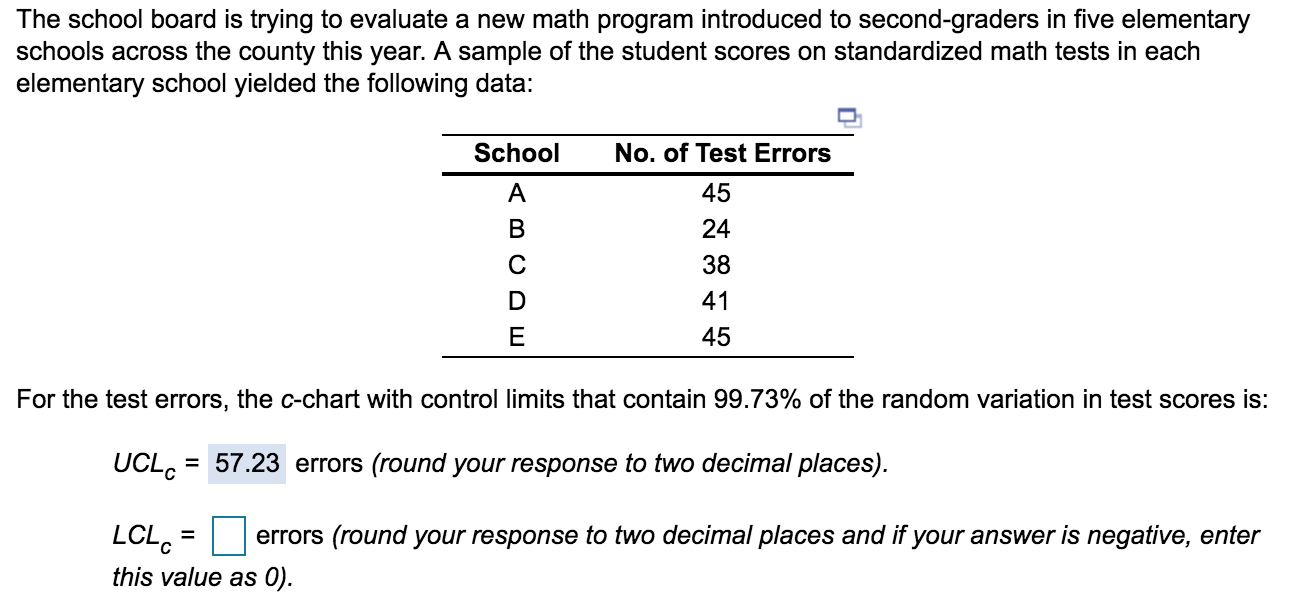 Solved The school board is trying to evaluate a new math | Chegg.com