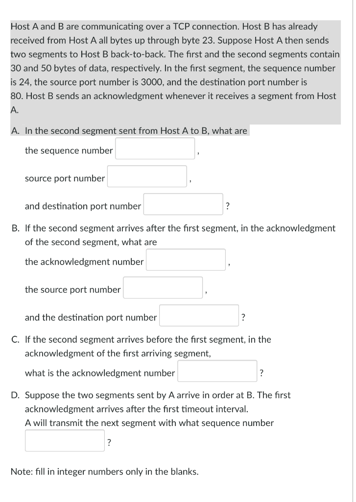 Solved Host A and B are communicating over a TCP connection. | Chegg.com