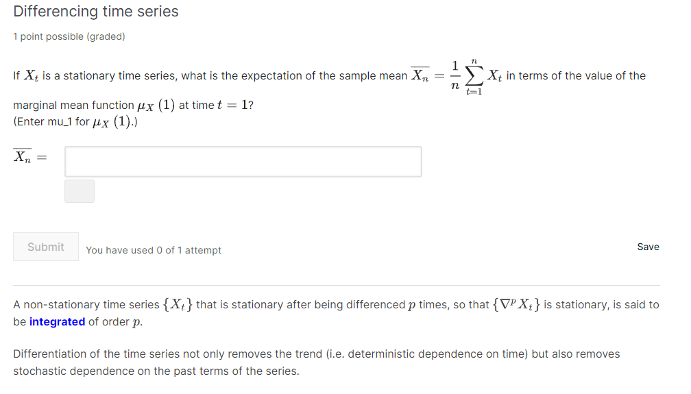 Solved Differencing time series 1 point possible (graded) 92 | Chegg.com