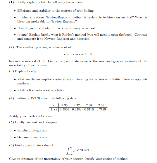Solved (1) Briefly explain what the following terms mean: - | Chegg.com