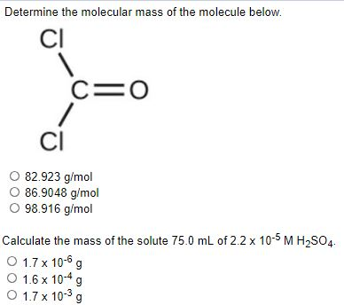 Solved Determine the molecular mass of the molecule below. | Chegg.com