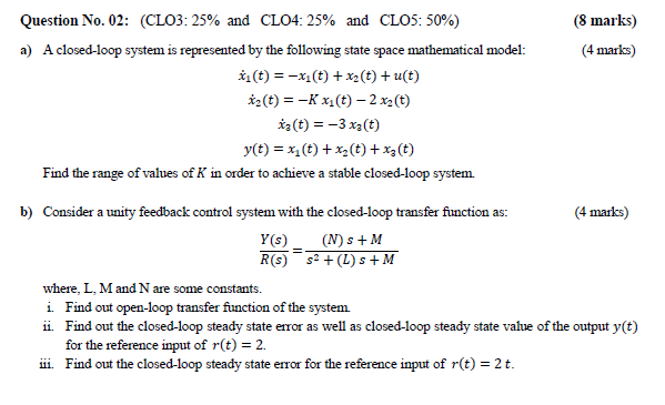 Solved (8 marks) (4 marks) Question No. 02: (CLO3: 25% and | Chegg.com