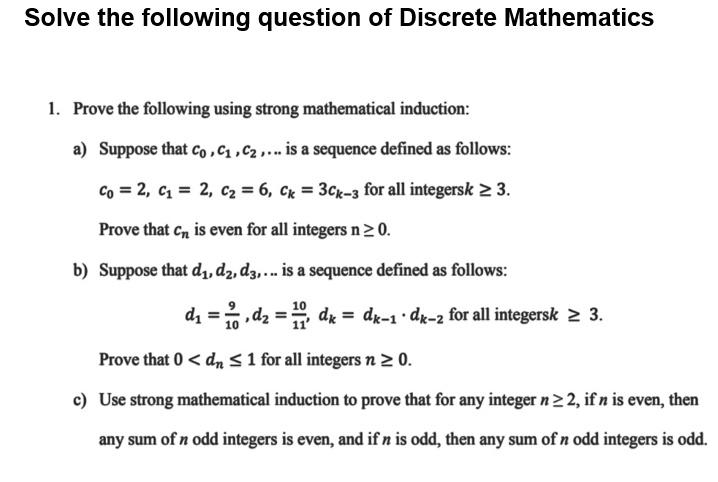 Solved Solve the following question of Discrete Mathematics | Chegg.com