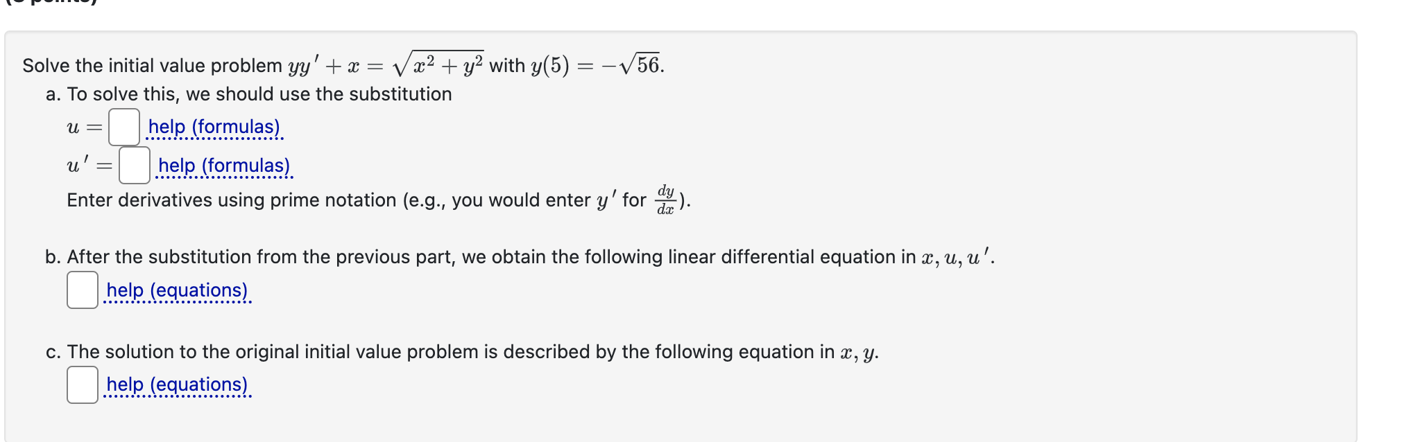 Solved Solve the initial value problem yy'+x=x2+y22 ﻿with | Chegg.com
