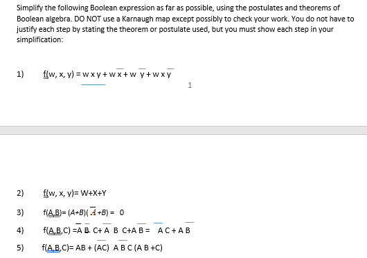 Solved Simplify the following Boolean expression as far as | Chegg.com