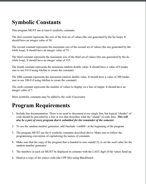 Solved Program 4 Loops, Decision Statements, Symbolic | Chegg.com
