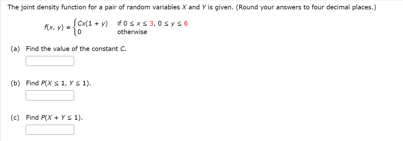 Solved The joint density function for a pair of random | Chegg.com