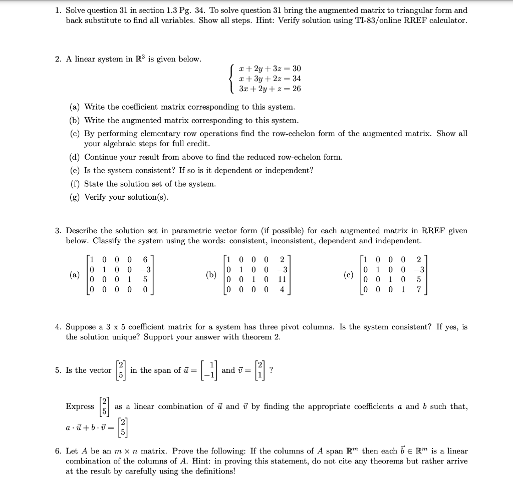 Solved 1. Solve question 31 in section 1.3 Pg. 34. To solve | Chegg.com