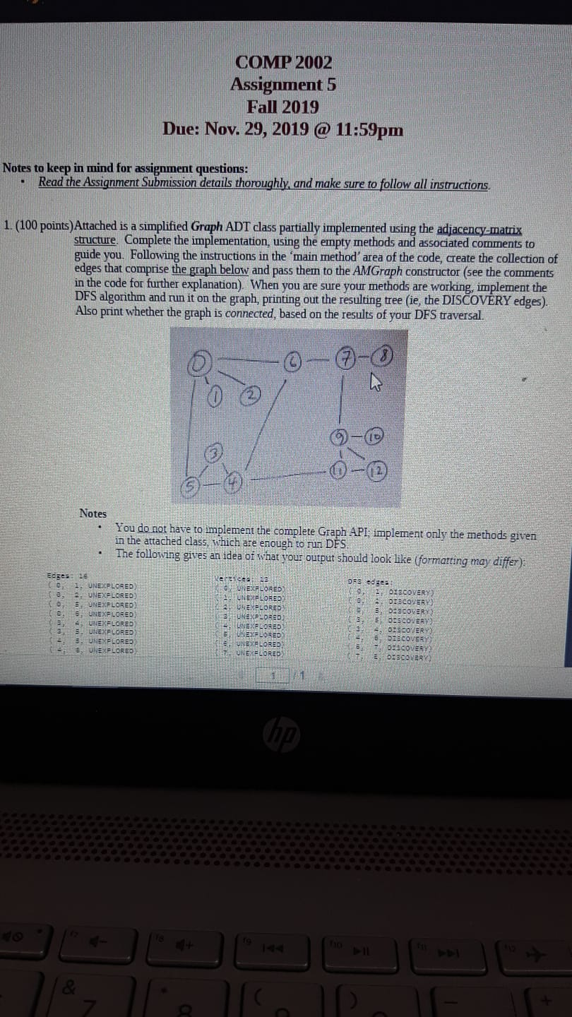 COMP 2002 Assignment 5 Fall 2019 Due: Nov. 29, 2019 @ | Chegg.com