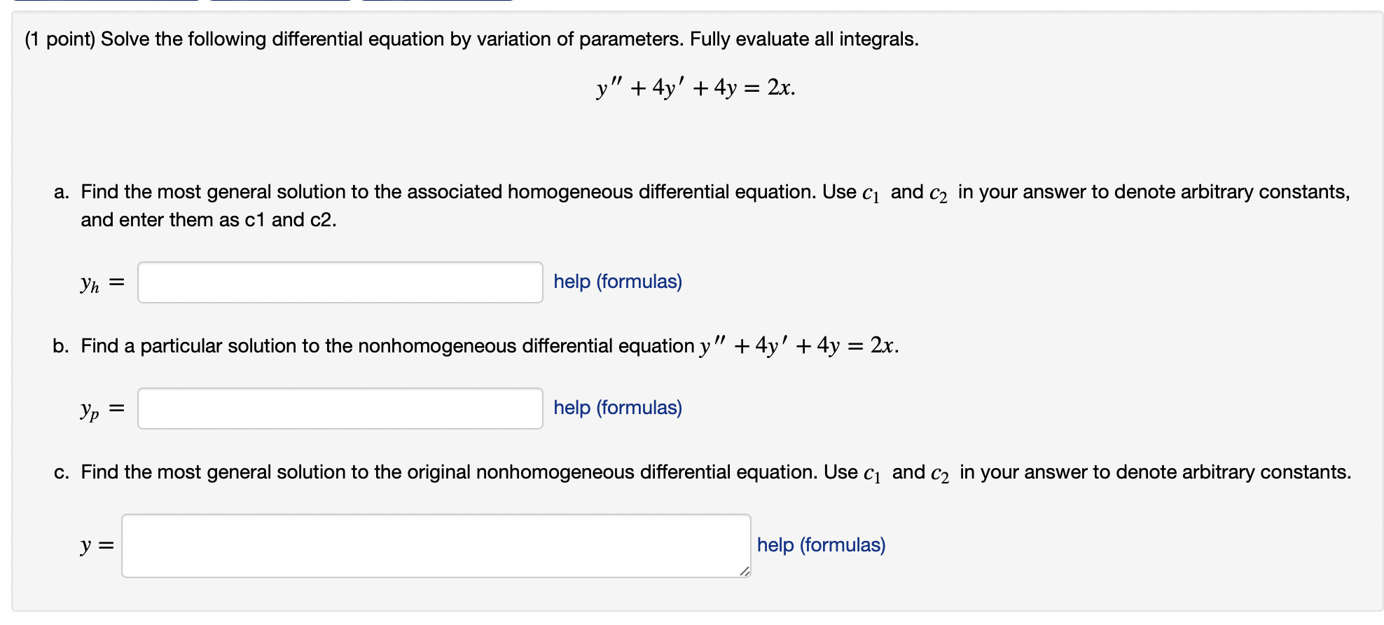 Solved (1 point) Solve the following differential equation | Chegg.com