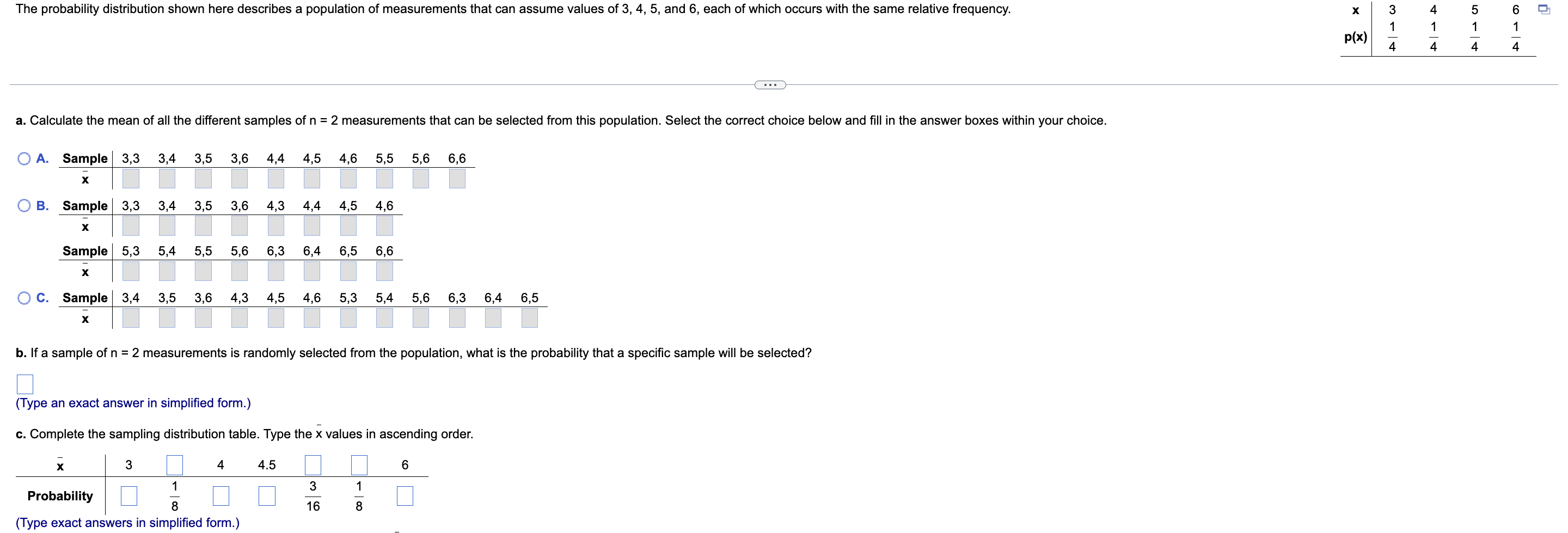 Solved The probability distribution shown here describes a | Chegg.com