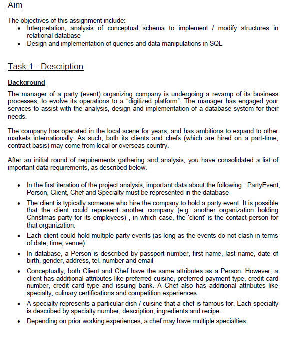 Solved Aim The objectives of this assignment include: | Chegg.com