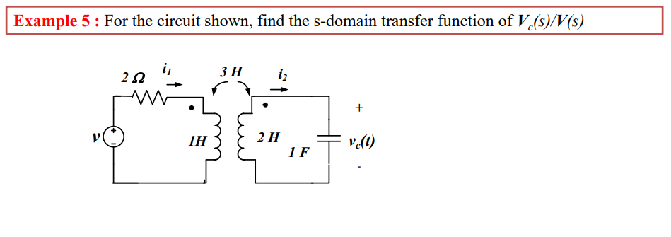 Solved Example 5 : For the circuit shown, find the s-domain | Chegg.com