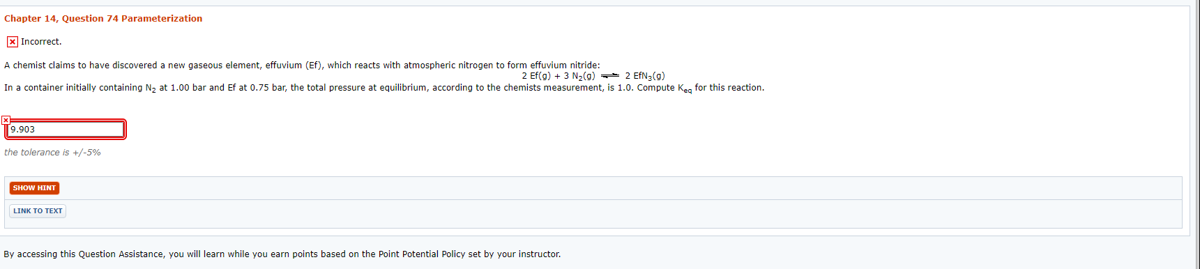 Solved Chapter 14 Question 74 Parameterization Incorrect
