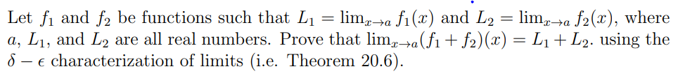 Solved Let fi and f2 be functions such that L1 = limx→a | Chegg.com