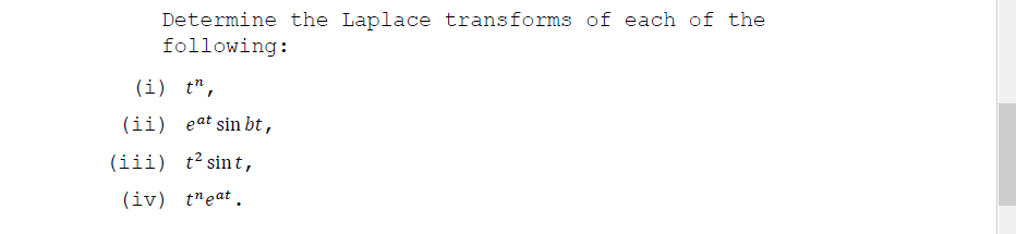 Solved Determine the Laplace transforms of each of the | Chegg.com