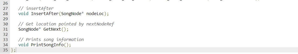 Solved Given main(), complete the SongNode class to include | Chegg.com