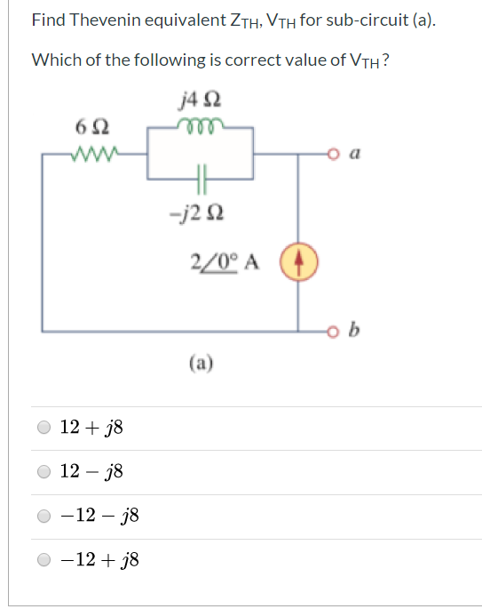 Solved Find Thevenin equivalent ZTH, VTH for sub-circuit | Chegg.com