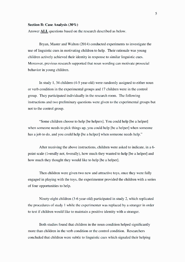 Solved 5 Section B: Case Analysis (30%) Answer ALL questions | Chegg.com