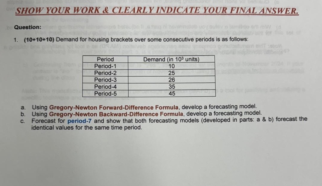 Solved SHOW YOUR WORK \& CLEARLY INDICATE YOUR FINAL | Chegg.com