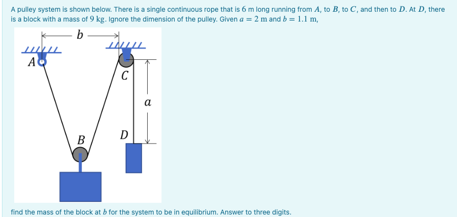 Solved A pulley system is shown below. There is a single | Chegg.com