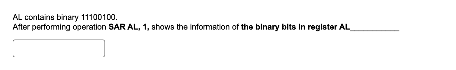 Solved AL contains binary 11100010. After performing | Chegg.com