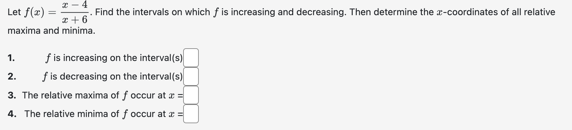 Solved Let f(x)=x-4x+6. ﻿Find the intervals on ﻿which f is | Chegg.com