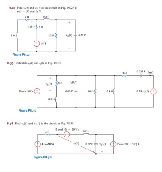 Solved 8.27 Find e0) and ) in the circuit in Fig. P8.27 if | Chegg.com