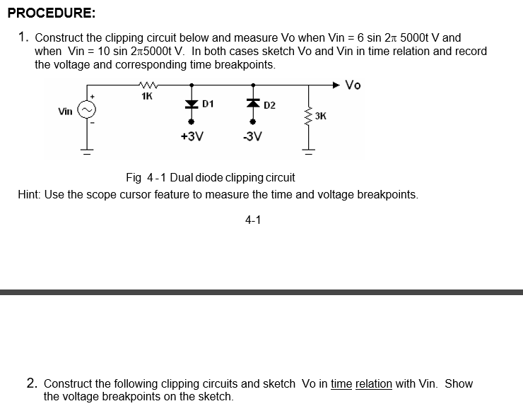Solved EXPERIMENT 4 DIODE CLIPPING / GATE CIRCUITS | Chegg.com