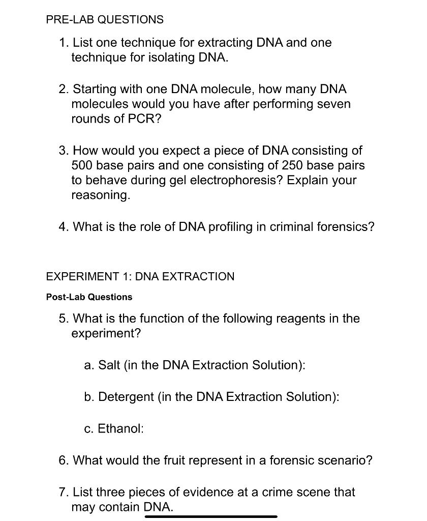 Solved PRE-LAB QUESTIONS 1. List one technique for | Chegg.com