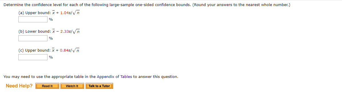 Solved Determine the confidence level for each of the | Chegg.com