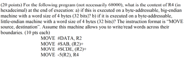 Solved (20 points) For the following program (not | Chegg.com