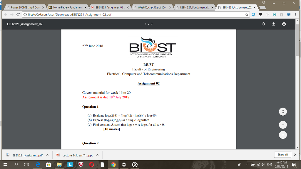 Electrical Engineering Archive | July 15, 2018 | Chegg.com