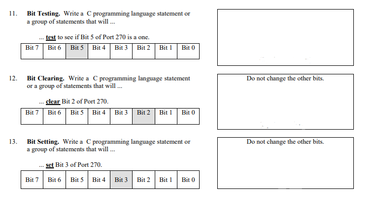 Solved 11. Bit Testing. Write a C programming language | Chegg.com