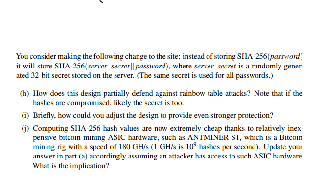 Solved 2. Password cracking. Suppose you are in charge of | Chegg.com