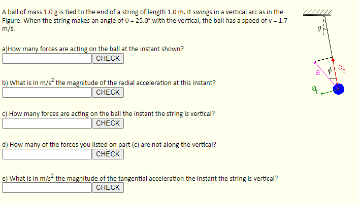 Solved A ball of mass 1.0 g is tied to the end of a string | Chegg.com