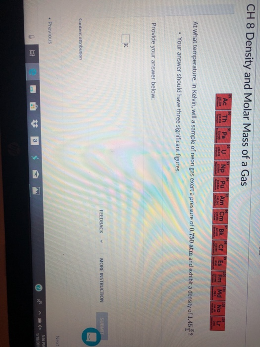 Solved CH 8 Density and Molar Mass of a Gas At what | Chegg.com