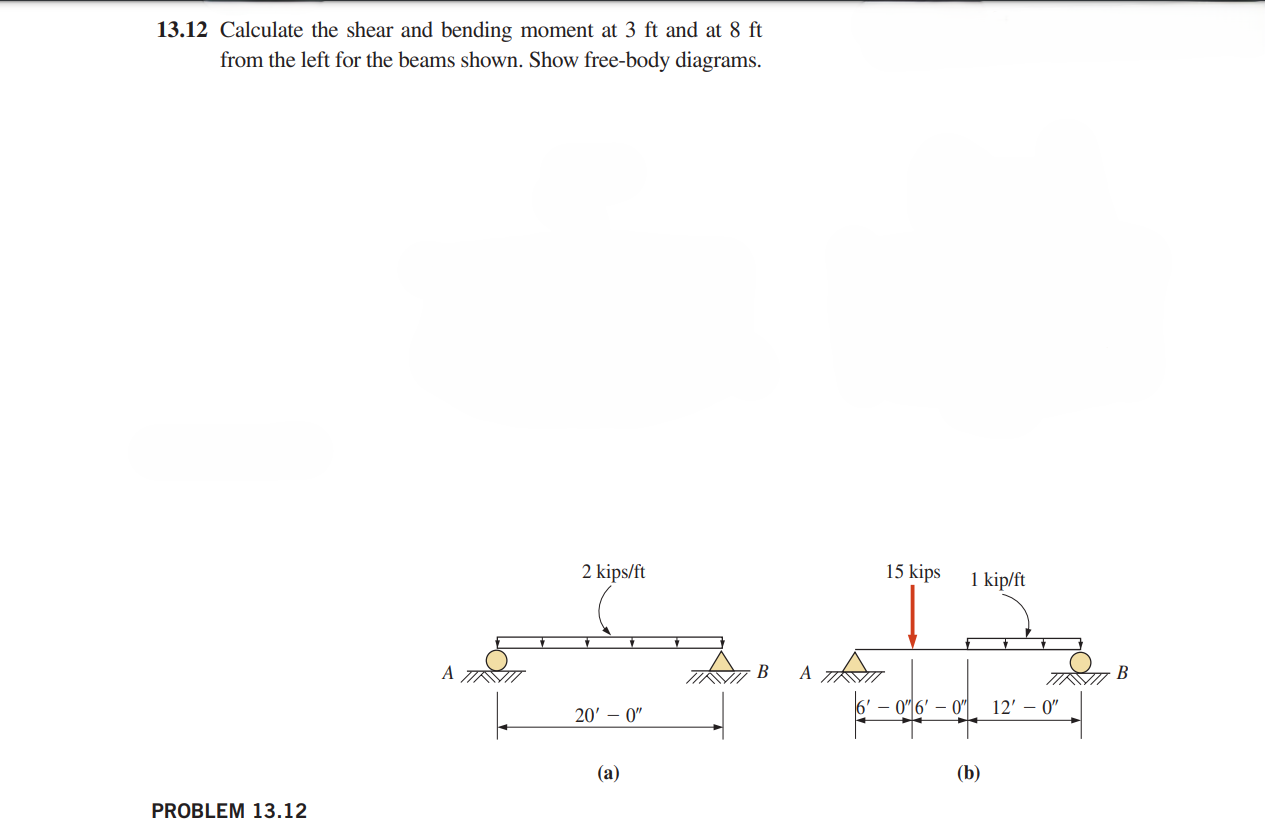 Solved 13.12 ﻿Calculate the shear and bending moment at 3 | Chegg.com