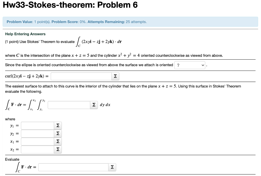 Solved Hw33-Stokes-theorem: Problem 6 Problem Value: 1 | Chegg.com