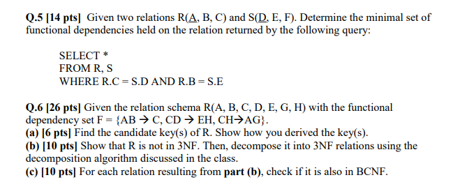 Solved Q.1 [12 points, 2 pts each] Consider the following | Chegg.com
