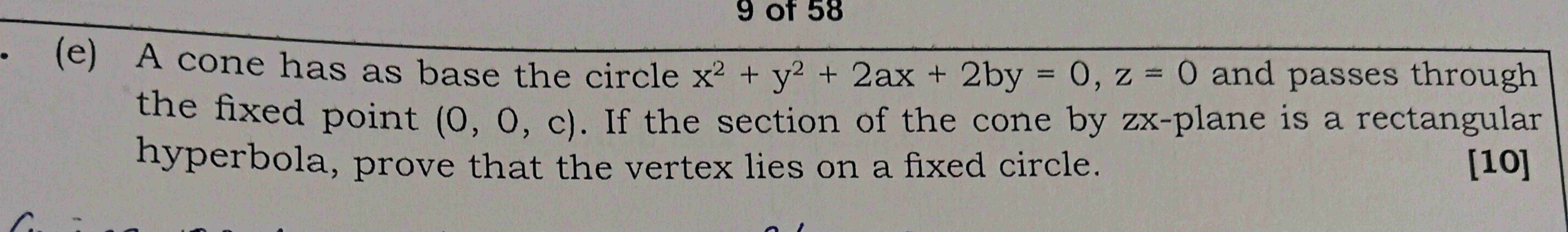 Solved A cone has as base the circle x2+y2+2ax+2by=0,z=0 | Chegg.com