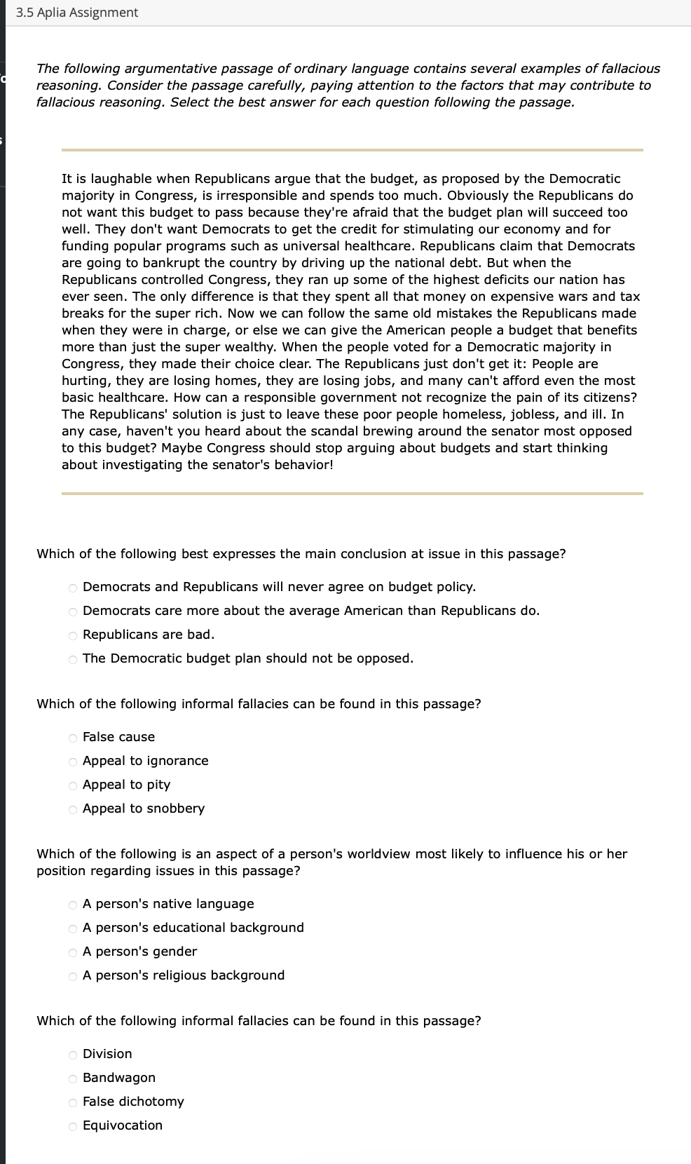 The following argumentative passage of ordinary | Chegg.com