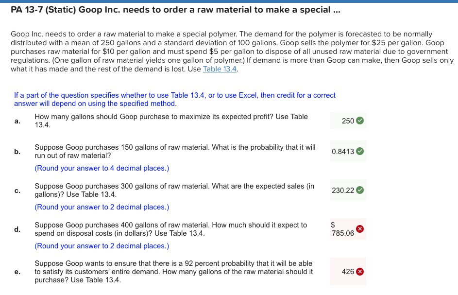 Solved PA 13-7 (Static) Goop Inc. needs to order a raw | Chegg.com