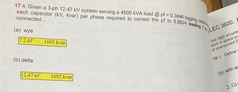 Solved 17 4. Given a 3-ph 12.47 kV system serving a 4500 kVA | Chegg.com