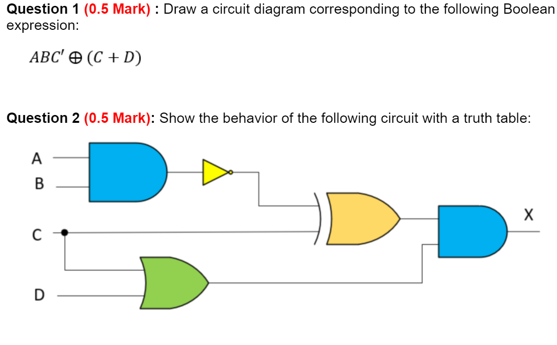 Solved Question 1 ( 0.5 Mark) : Draw a circuit diagram | Chegg.com