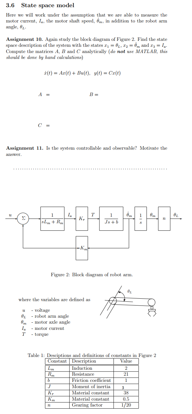 Solved 3.6 State space model Here we will work under the | Chegg.com