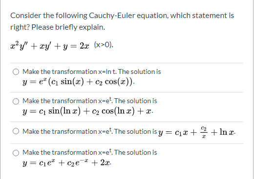 Solved Consider the following Cauchy-Euler equation, which | Chegg.com