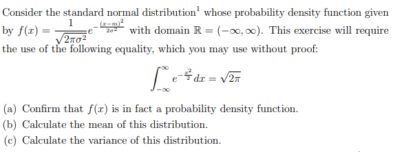 Solved Consider the standard normal distribution 1 whose | Chegg.com